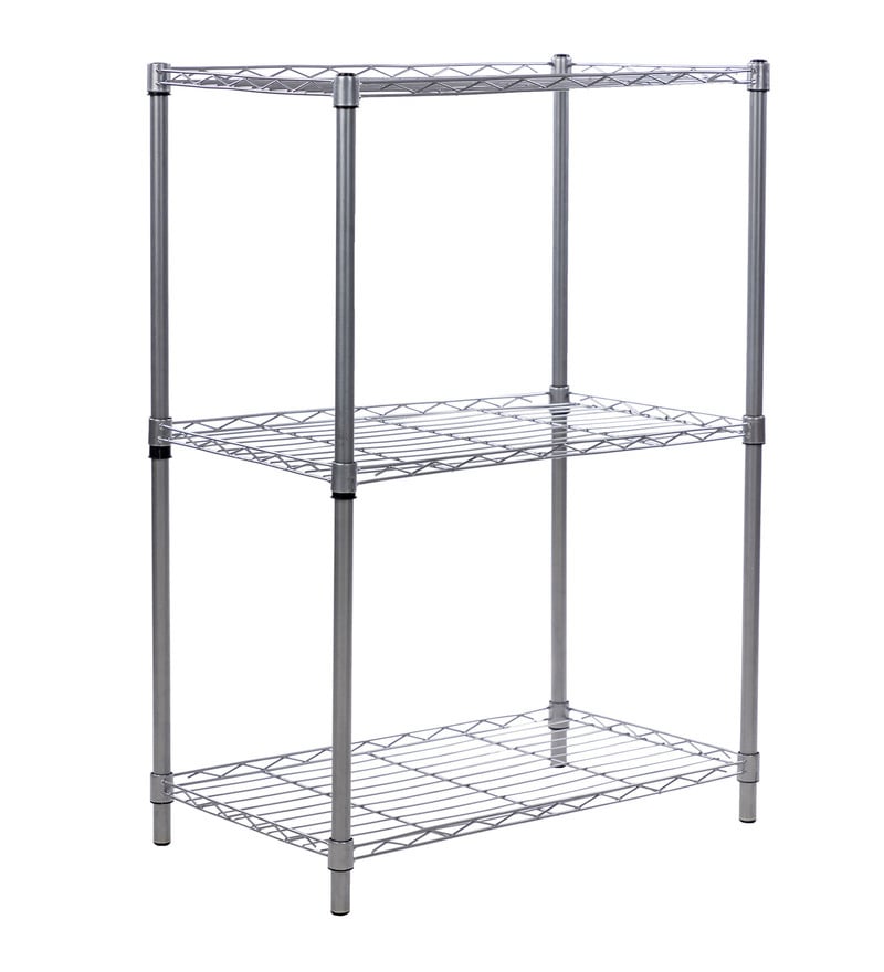 Buy Denham 3 Shelf Metal Kitchen Racks Silver Colour by Tunehome Online ...