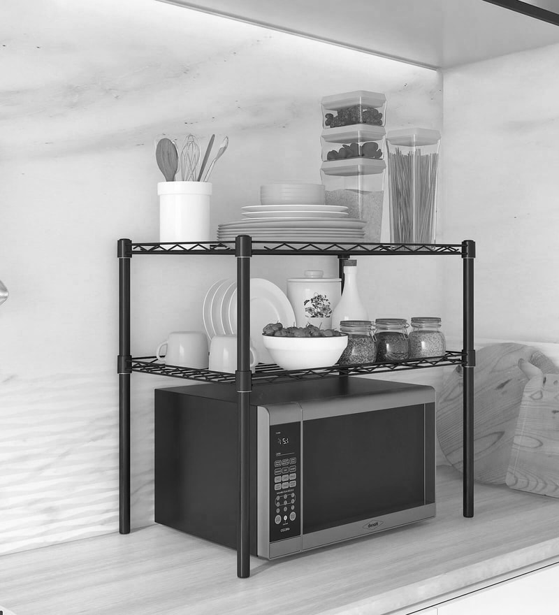 Buy Denham Kitchen Metal Racks Basic With Oven Space In Black Colour By ...