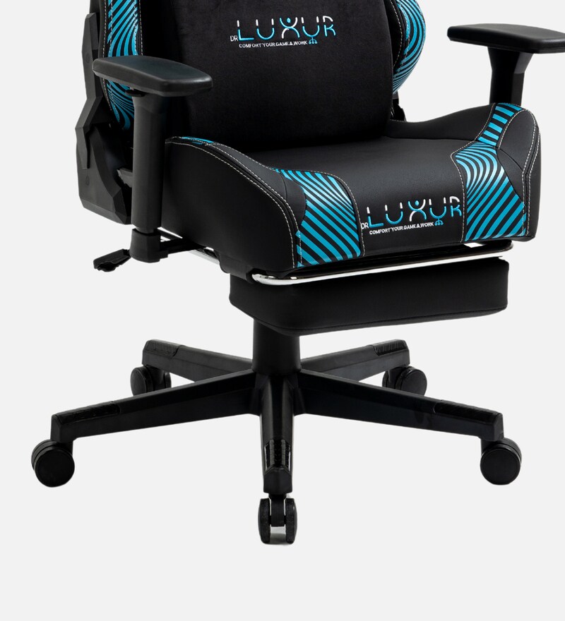 Buy Devil Leatherette Gaming Chair in Black & Blue Colour by Dr.Luxur ...