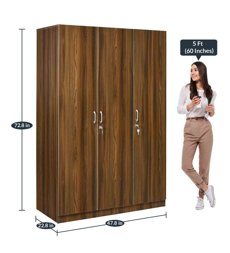 Buy Dexter 3 Door Wardrobe in Classic Walnut Colour by @home Online - 3 ...