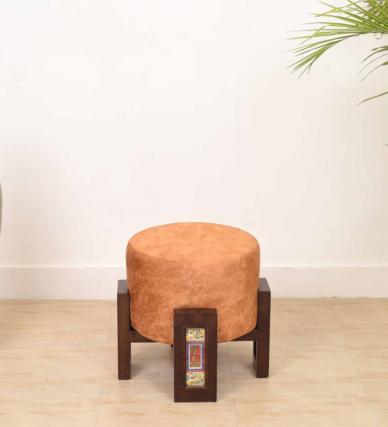 Buy Dhokra Solid Wood Pouffe in Walnut Colour at 29% OFF by Mudramark ...