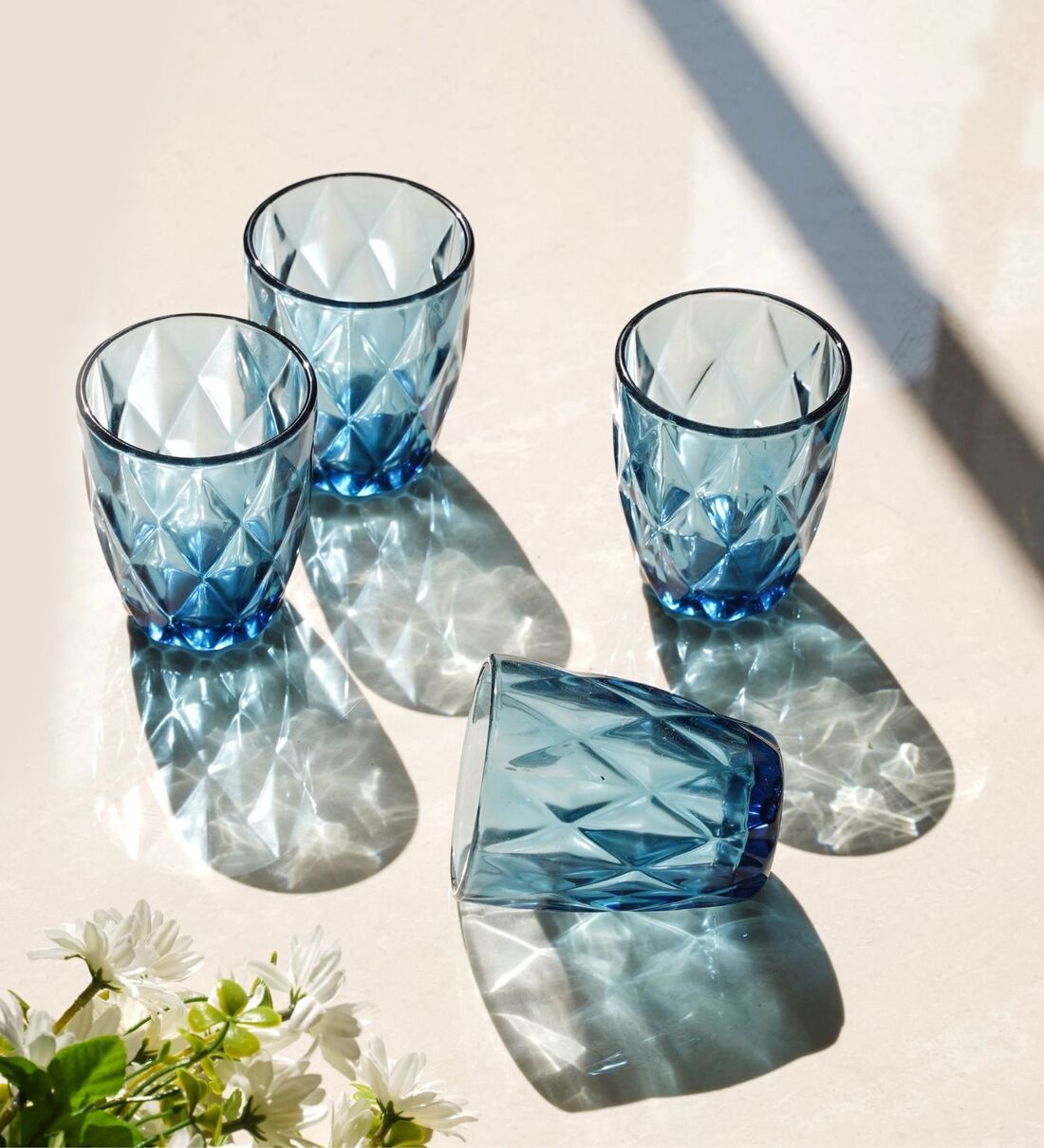Buy Diamond Textured 250ml Blue Everyday Glass at 1% OFF by Nestasia ...