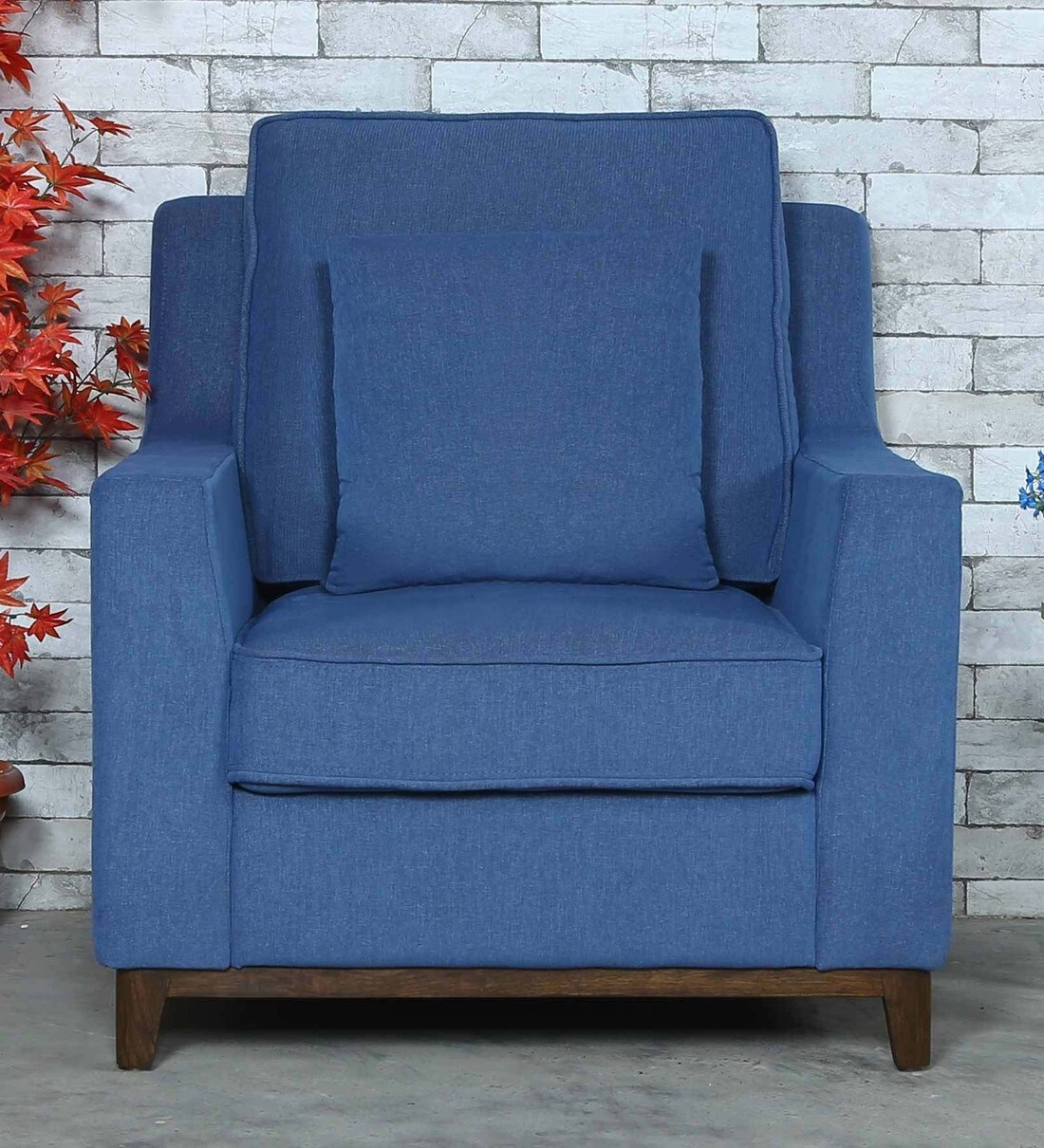 Buy Diego Fabric 1 Seater Sofa In Denim Blue Colour By Woodsworth ...