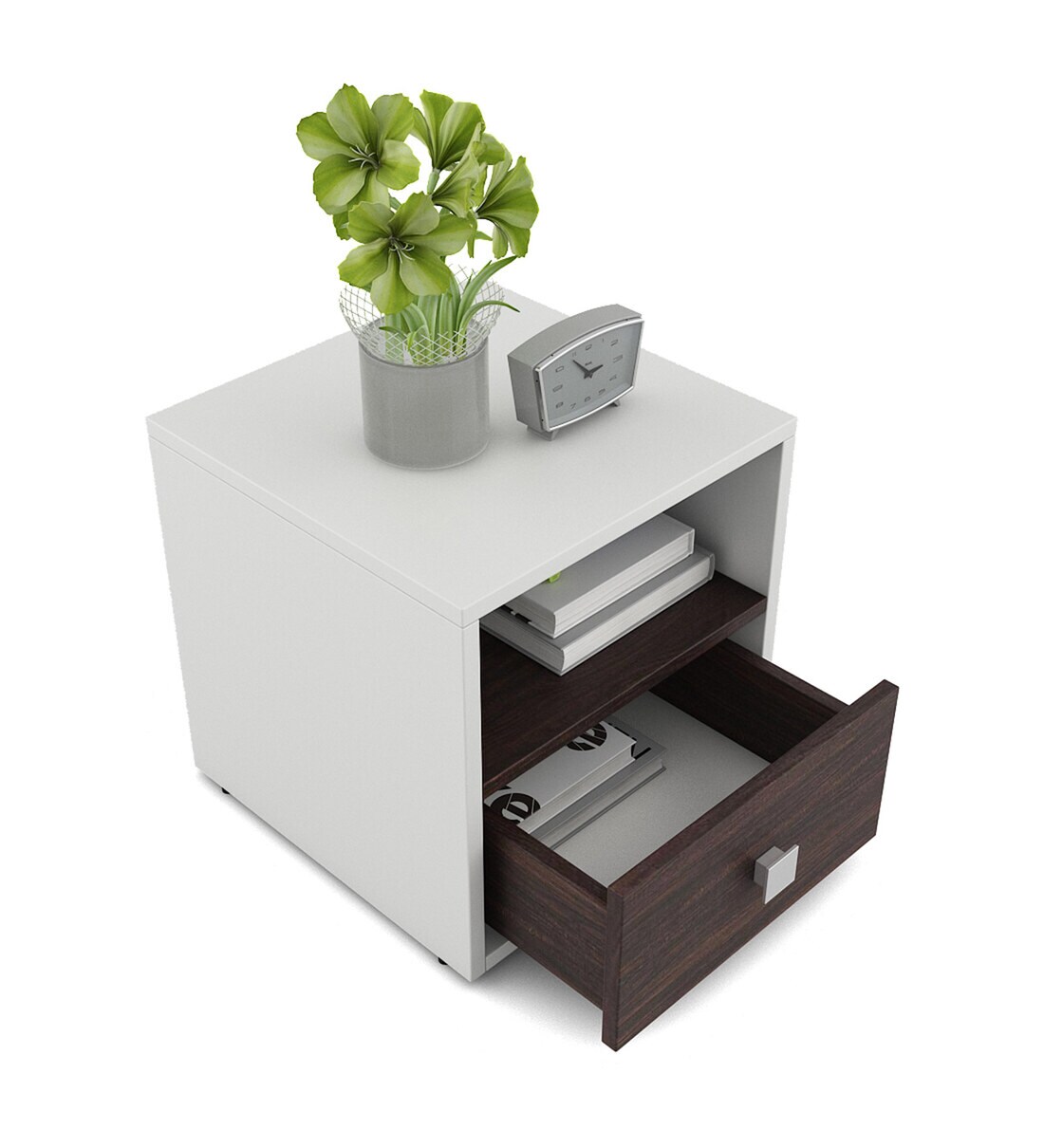 Buy Dimora Bedside Table in Choco Brown & Frosty White Finish with ...