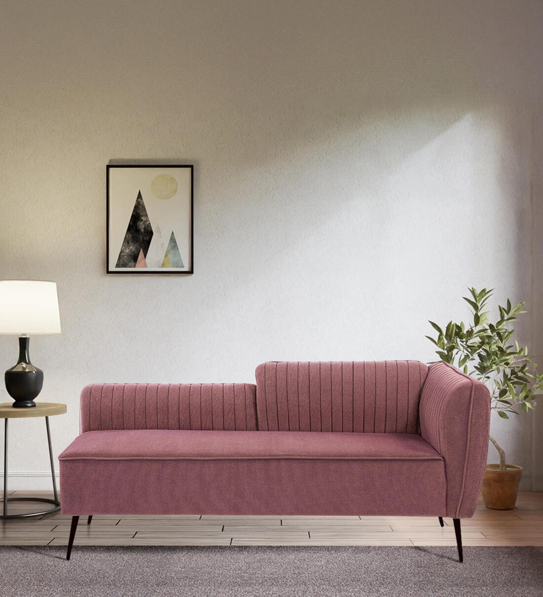 Buy Diva Fabric 2 Seater Chaise Lounger In Ceramic Pink Colour at 37% OFF by Neudot | Pepperfry