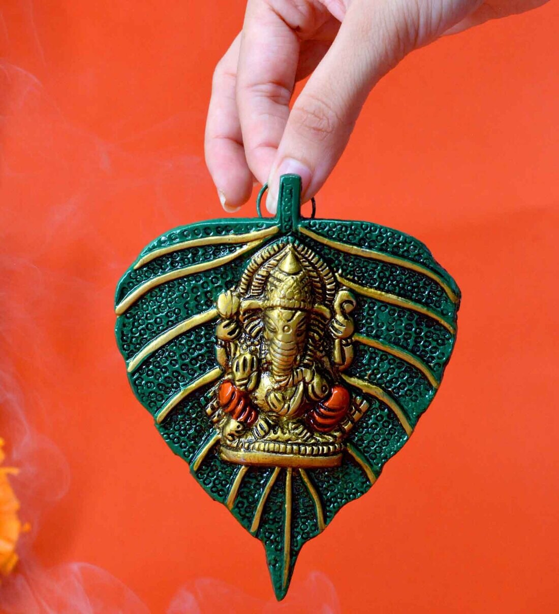 Buy Divine Ganesh Green Leaf Wall Hanging for Prosperity, Protection ...
