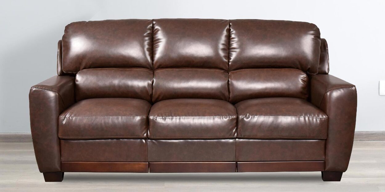 Buy Divine Leatherette 3 Seater Sofa in Brown Colour at 55% OFF by ...