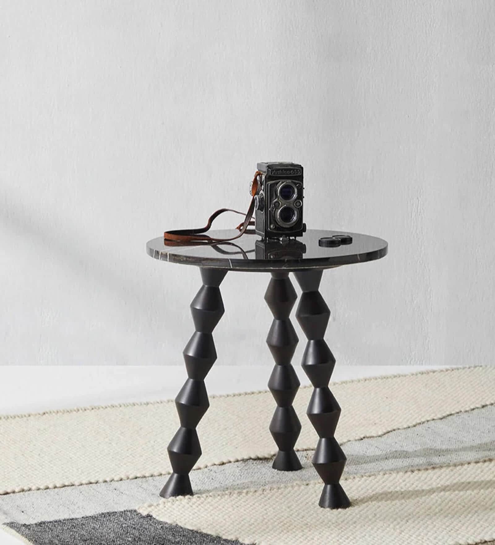 Buy Diamond Marble End Table In Black Colour at 100% OFF by Objectry | Pepperfry