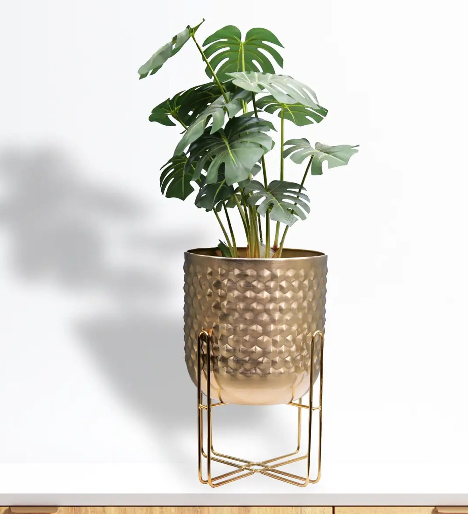 Buy Diamond Punch Large Metal Table Planter - Gold Color at 57% OFF by ...