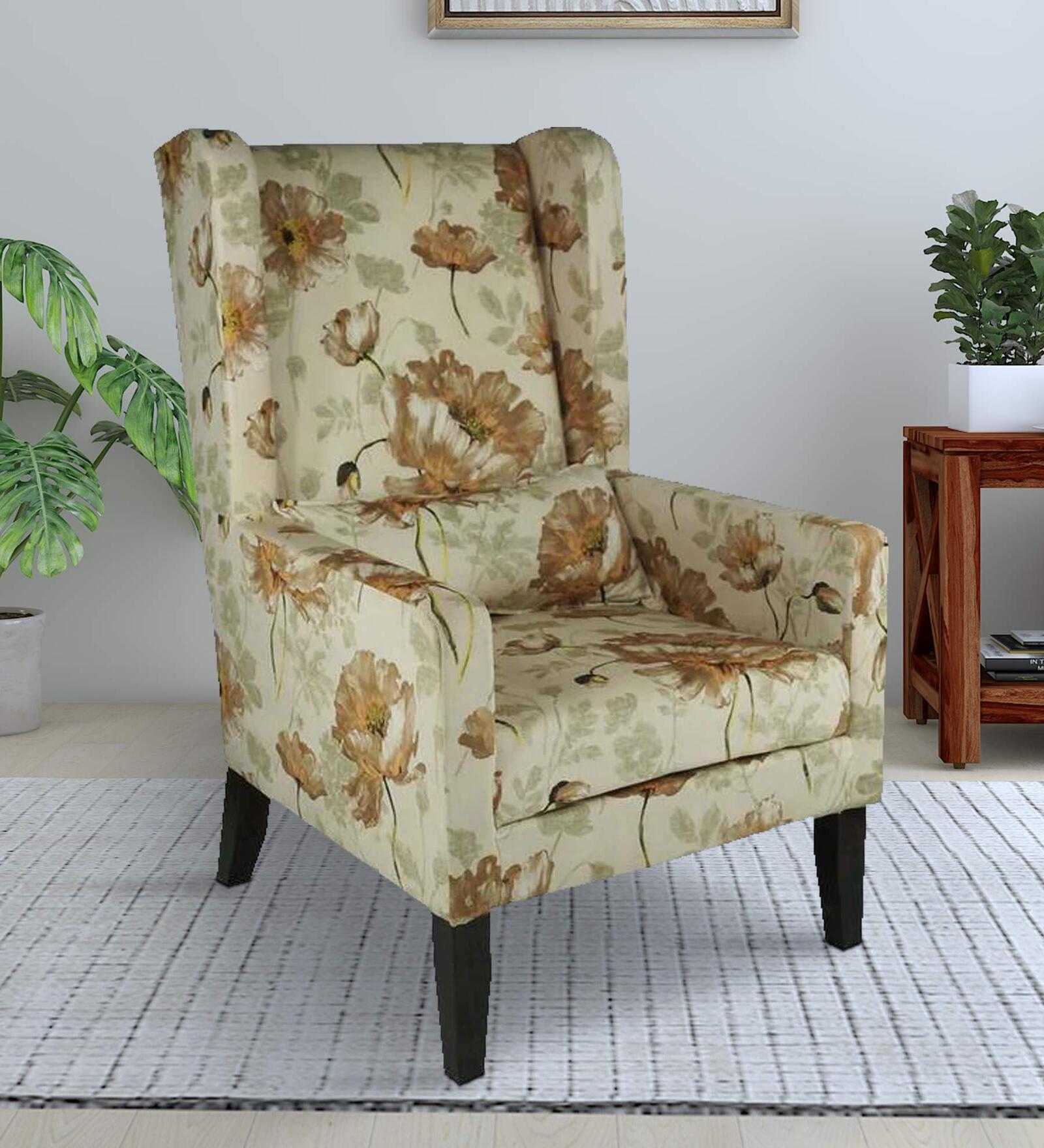 Buy Essen Suede Wing Chair In Floral Print at 36% OFF by Woodsworth ...