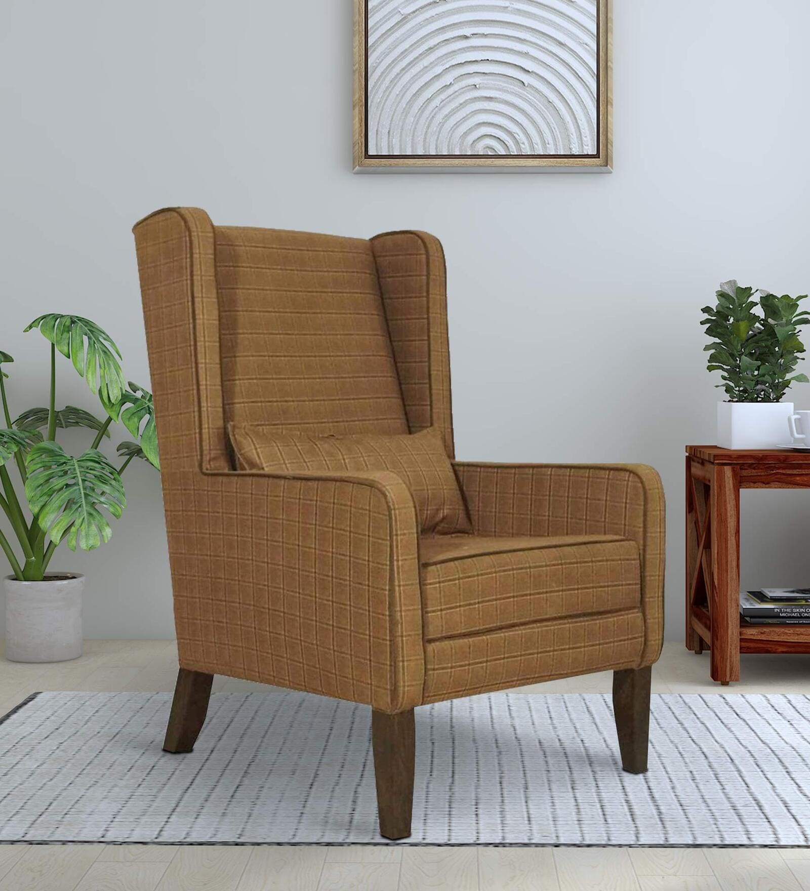 Buy Essen Suede Wing Chair In Brown Colour at 5% OFF by Woodsworth from ...