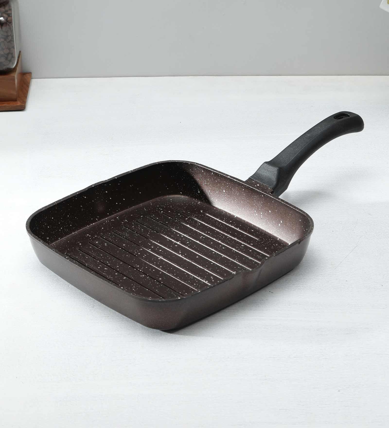 Buy Wine Aluminium Die Cast Non-Stick Grill Pan With Handle at 43% OFF ...