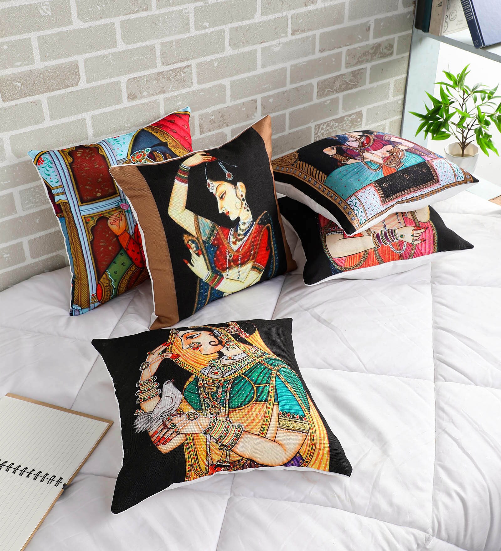 Buy Black Traditional Jute 12 x 12 Inches Cushion Covers (Set of 5) by ...