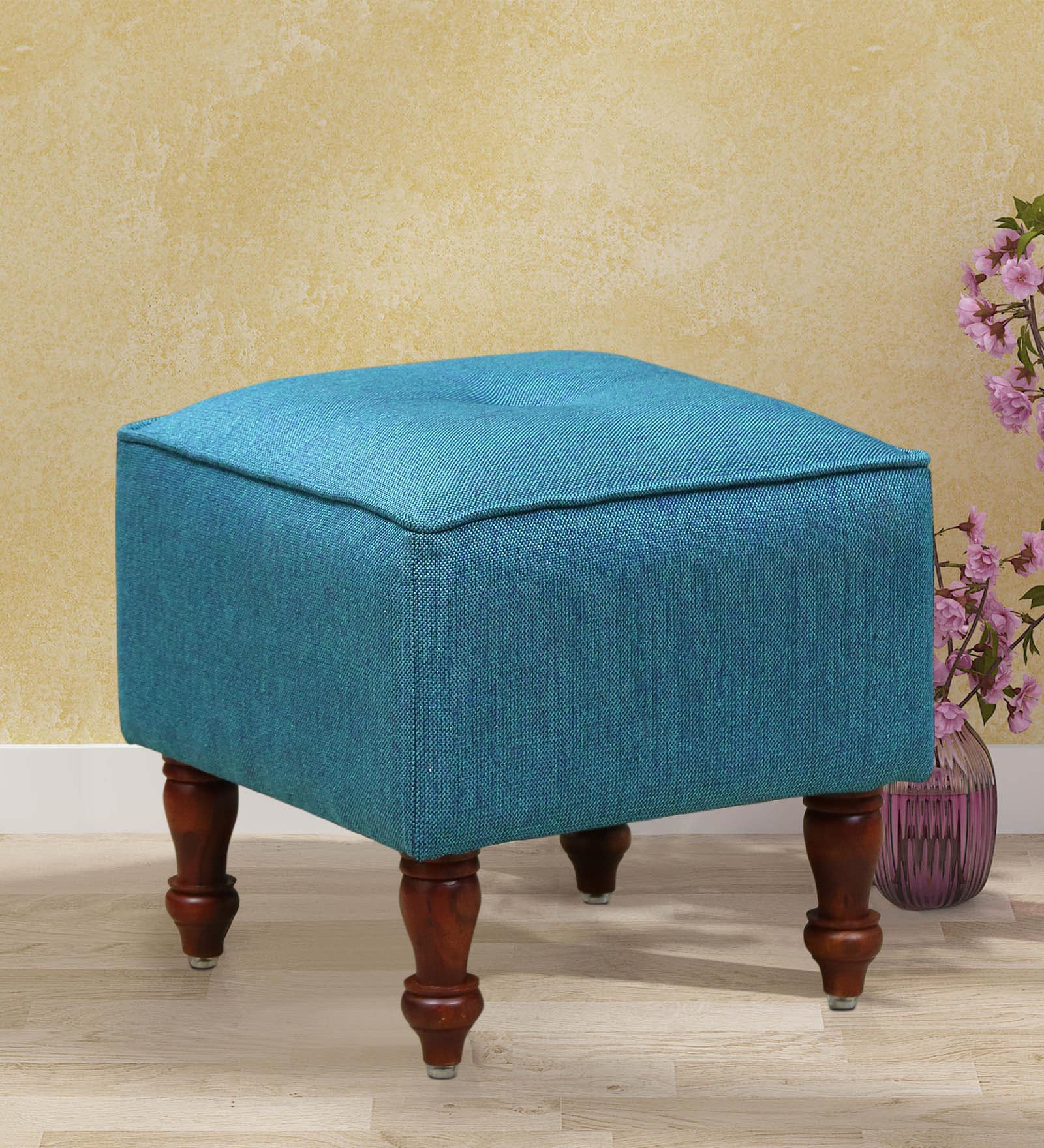 Buy Dina Upholstered Ottoman in Blue Colour at 20% OFF by Amberville ...