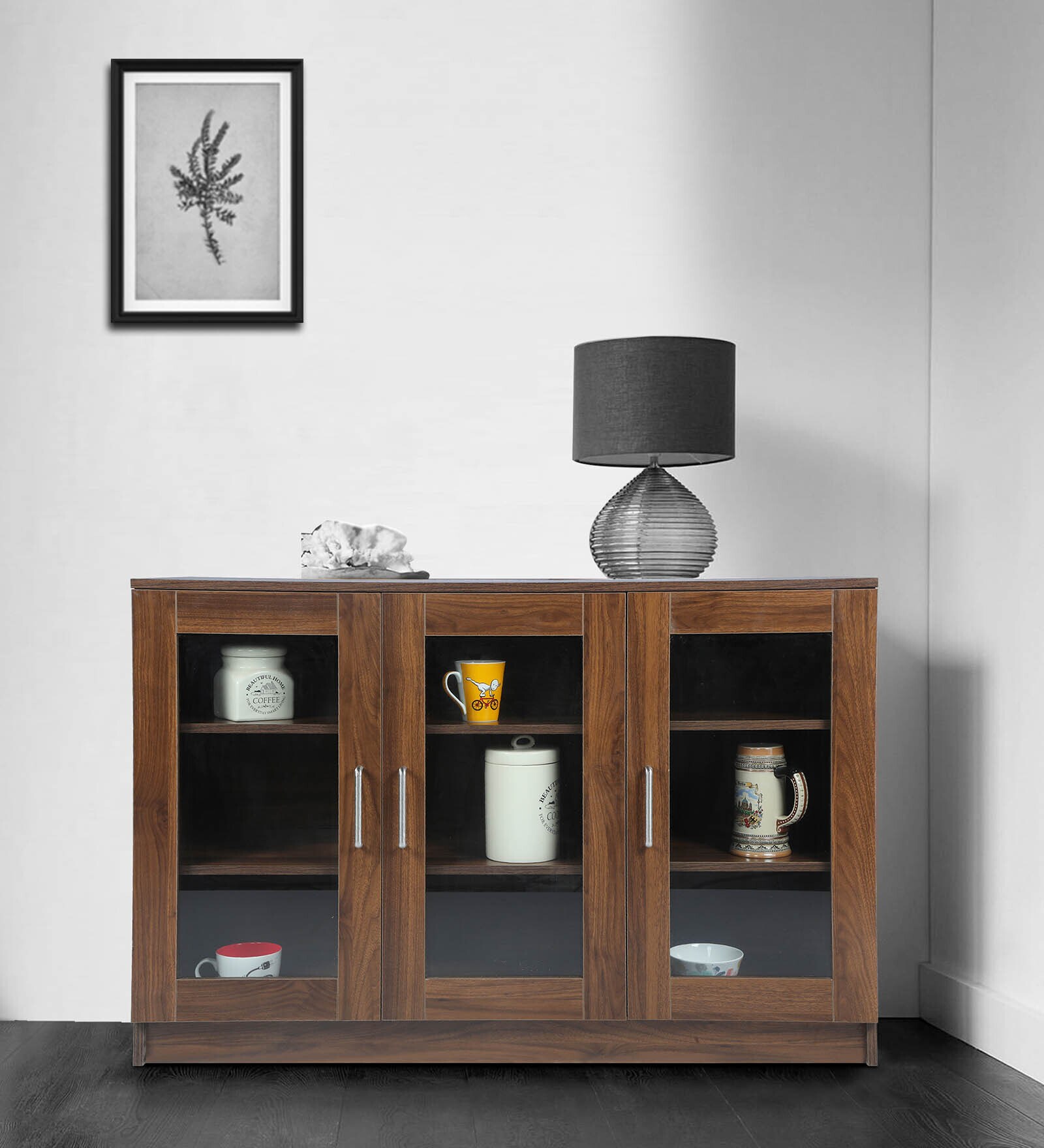 Buy Display Crockery Unit in Columbian Walnut Finish Online - Crockery ...