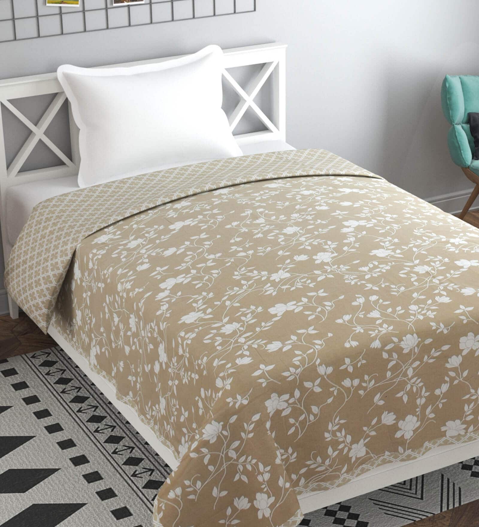 Buy Beige Floral 80 GSM Single Bed Dohar at 39% OFF by FLORIDA | Pepperfry