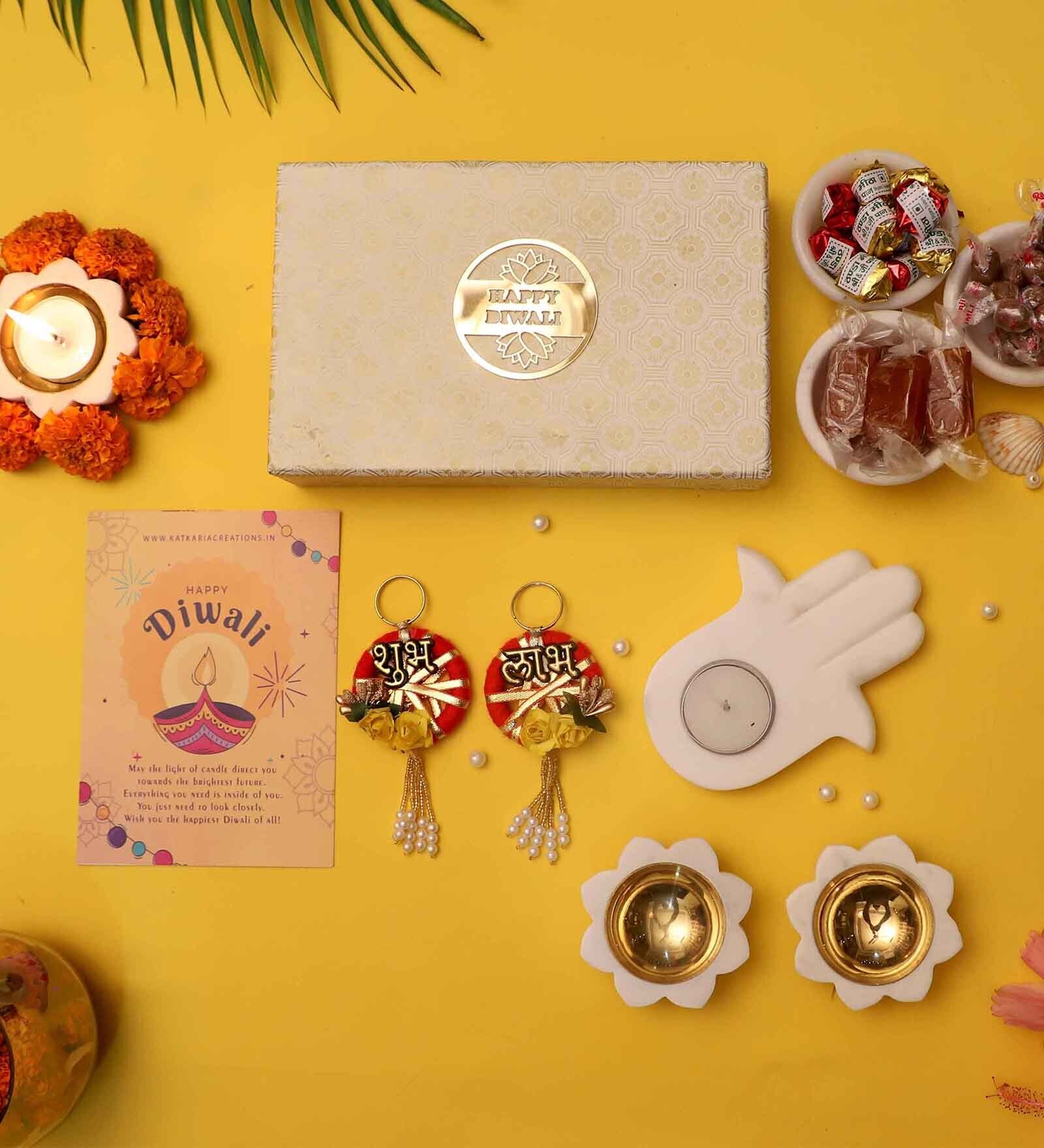 Buy Diwali Gift Hamper With Hamsa Tea Light Holder and Diya Set at 24% ...