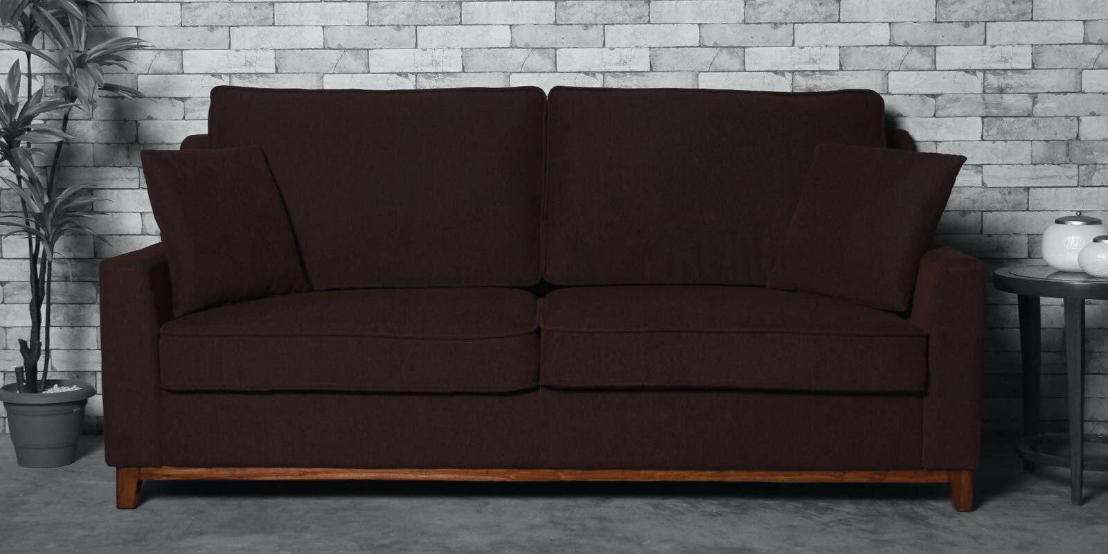 Buy Diego Fabric 3 Seater Sofa In Chestnut Brown Colour at 2% OFF by ...