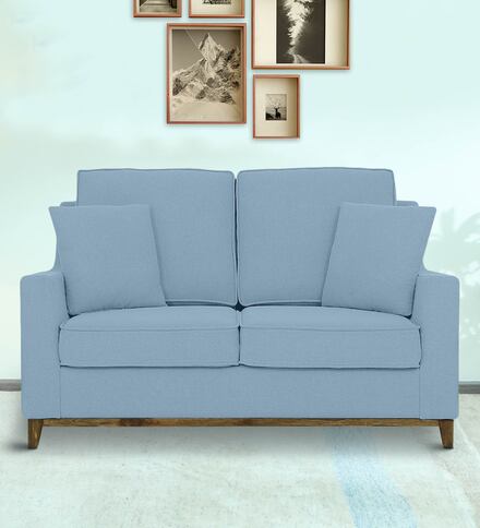 Buy Diego Fabric 1 Seater Sofa In Ice Blue Colour By Woodsworth Online ...