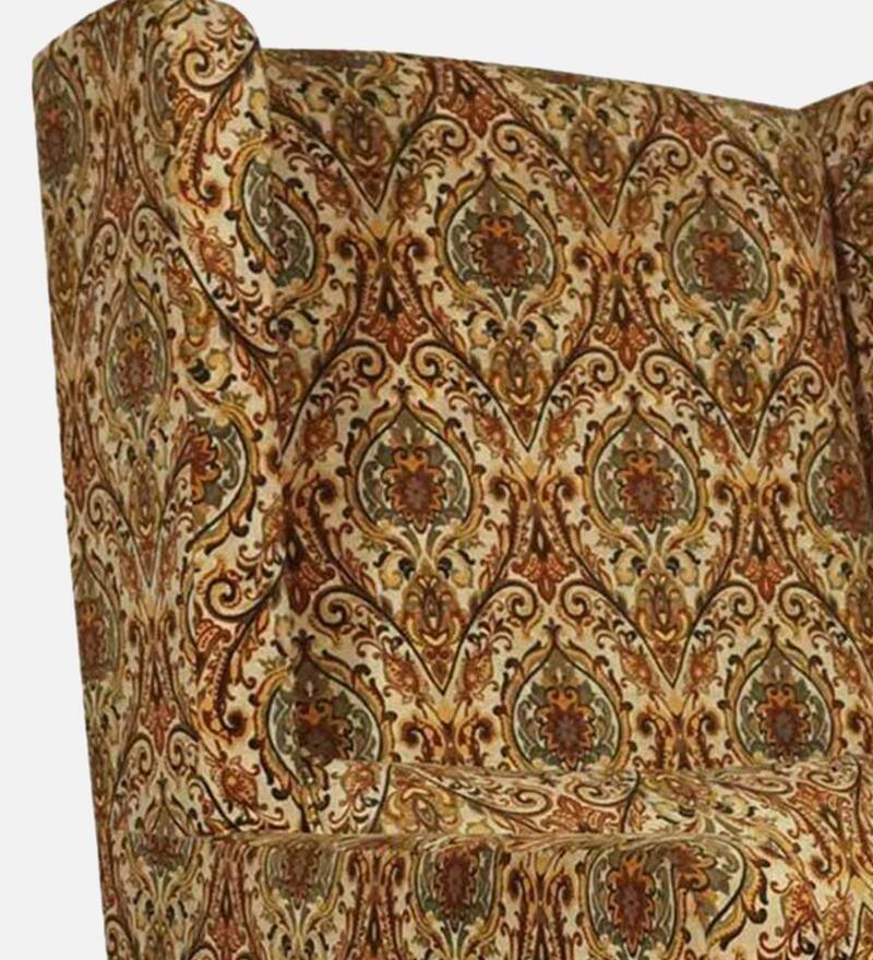 Buy Essen Velvet Wing Chair In With Abstract Colour By Woodsworth ...