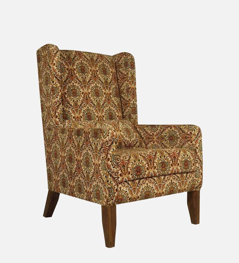 Buy Essen Velvet Wing Chair In With Abstract Colour By Woodsworth ...