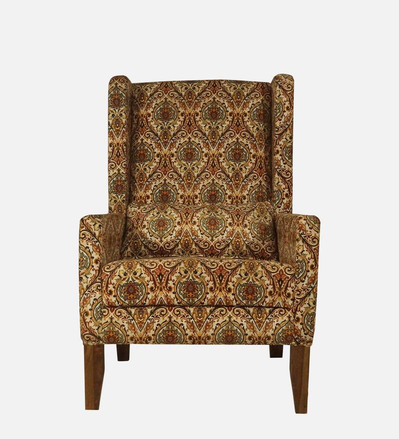 Buy Essen Velvet Wing Chair In With Abstract Colour By Woodsworth ...