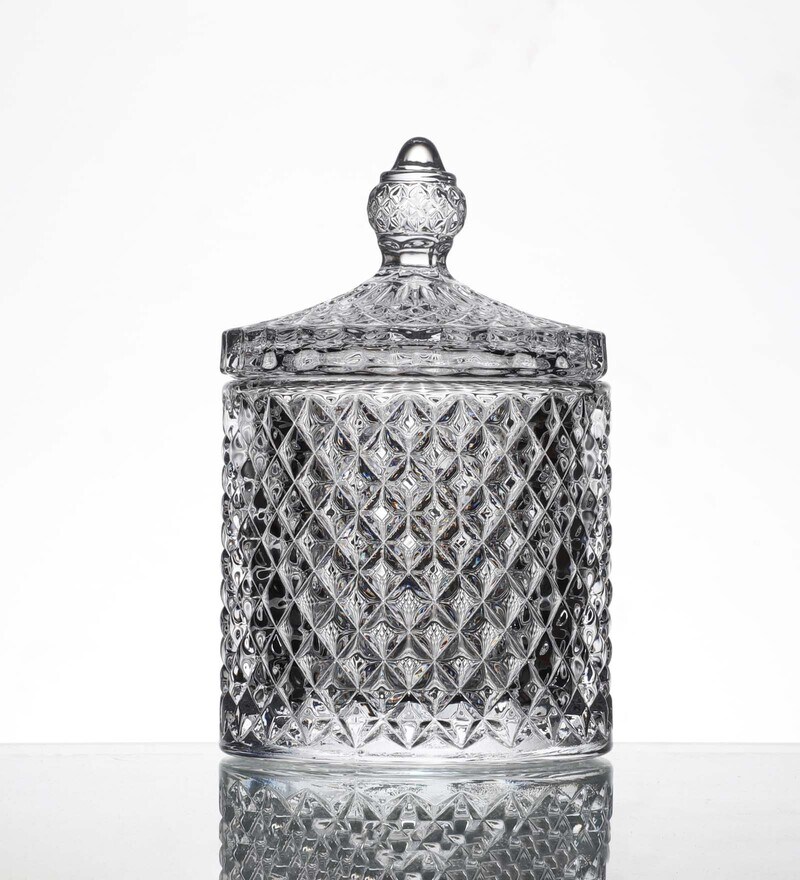 Buy Dimond Cut Crystal 300ml Glass Storage Jar by The Decor Mart Online ...
