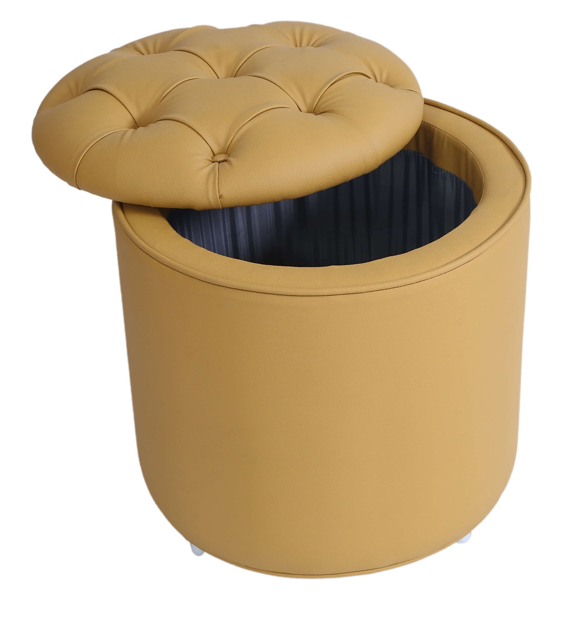 Buy Dolphin Tufted Pouffe with Storage in Yellow Colour by Muebles Casa ...