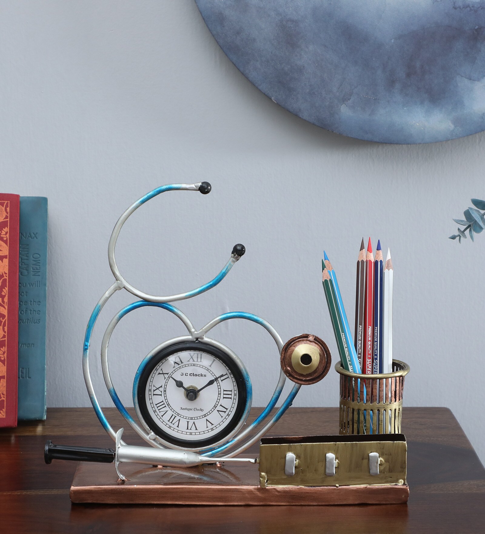 Buy Doctor'S With Injection Multicolour Iron Table Clock at 22% OFF by ...