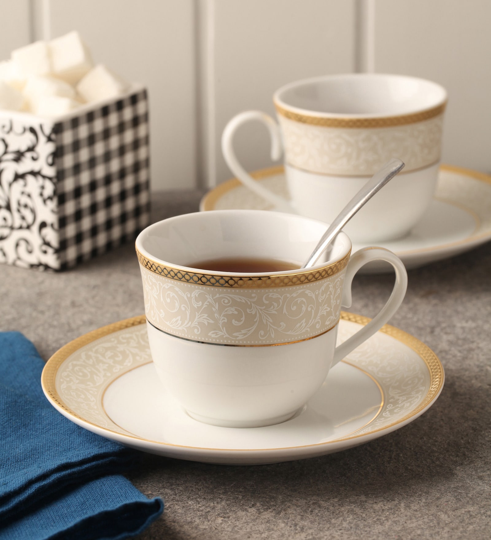 Buy Doel Sara Bone China 200 ML 12-piece Cup and Saucer Set Online ...