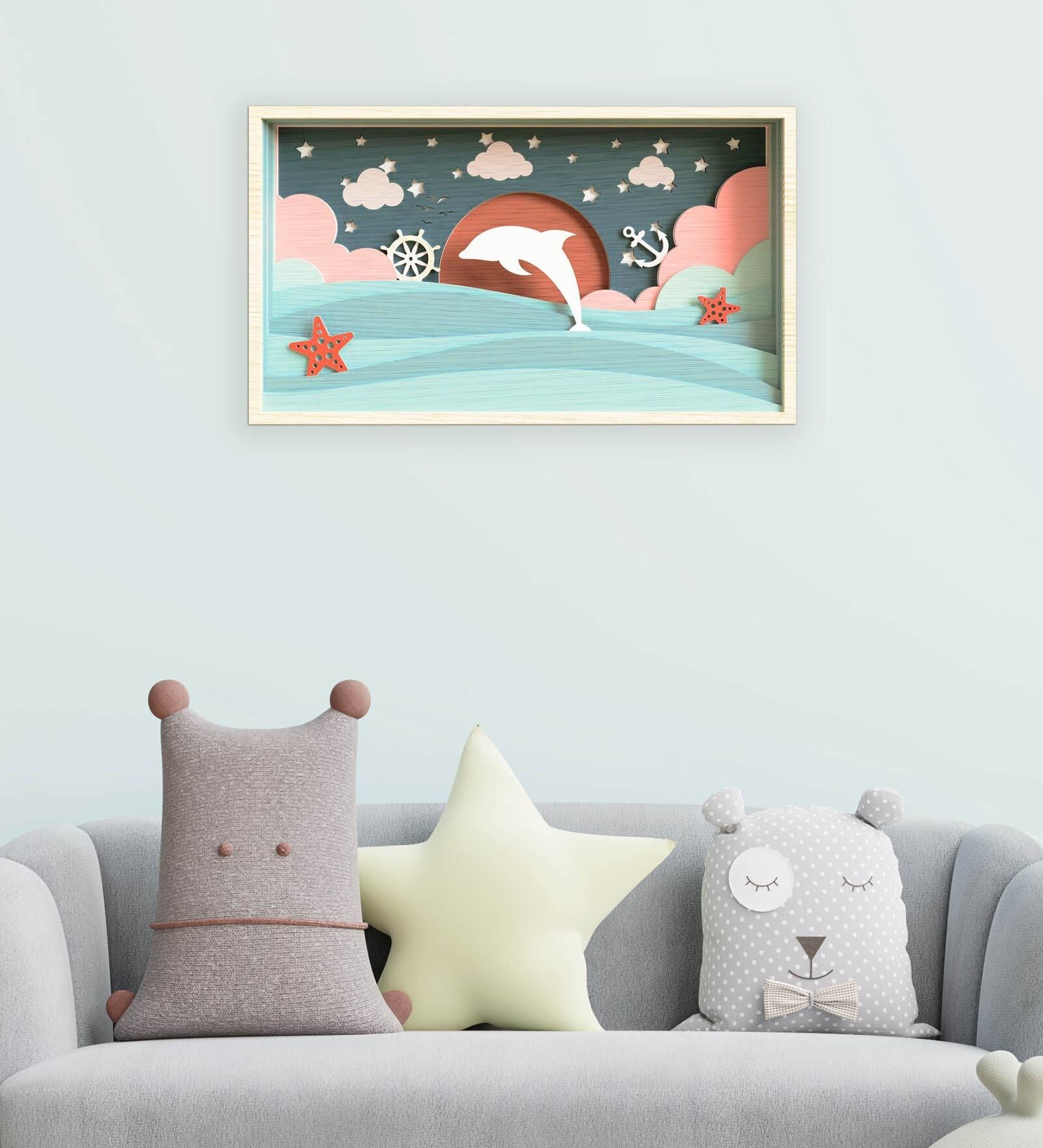 Buy Engineered Wood Dolphin Sunshine Wall Panel In Green at 24% OFF by ...