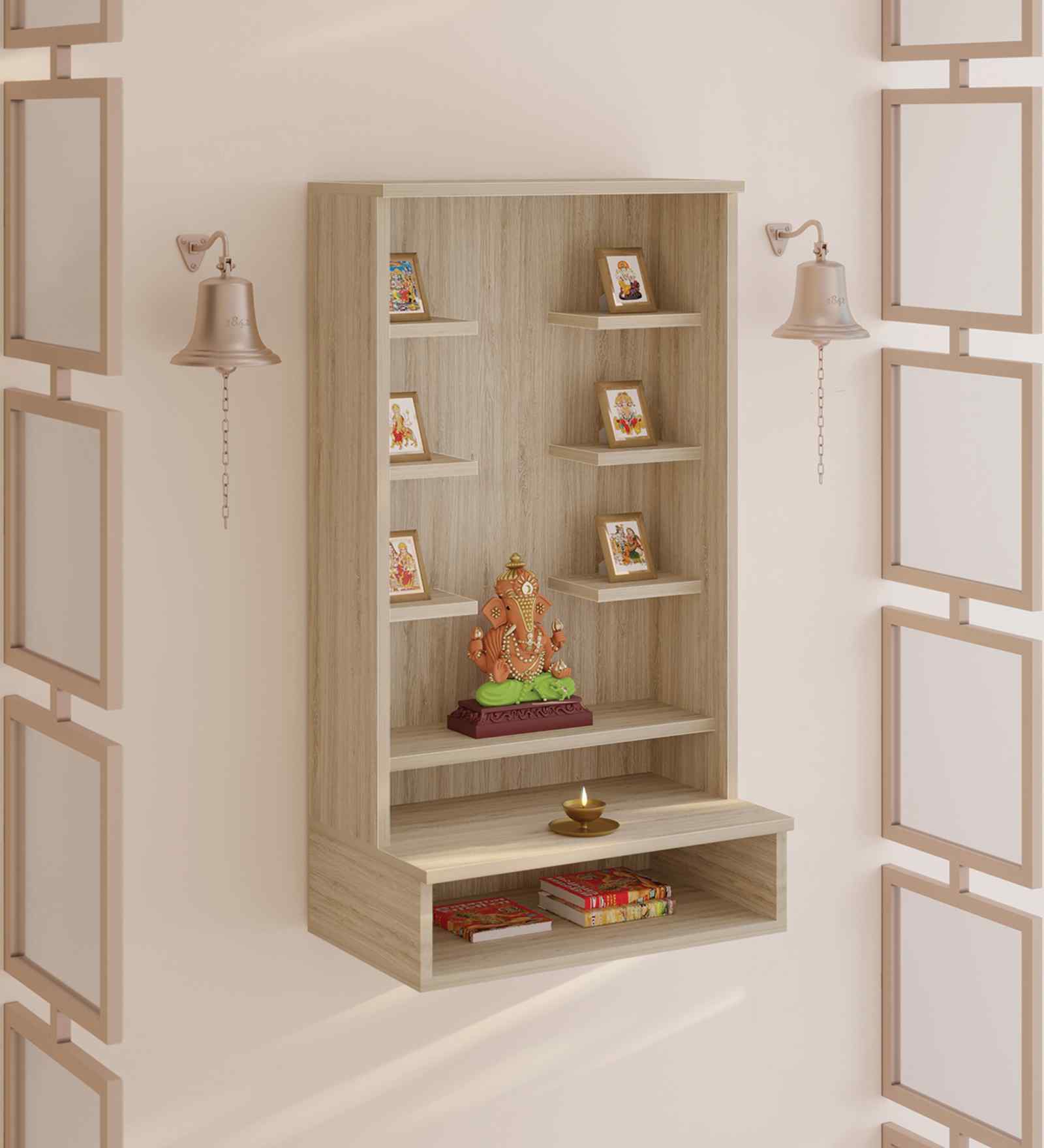 Buy Brown Shubh Mini Pooja Temple at 36% OFF by bluewud | Pepperfry