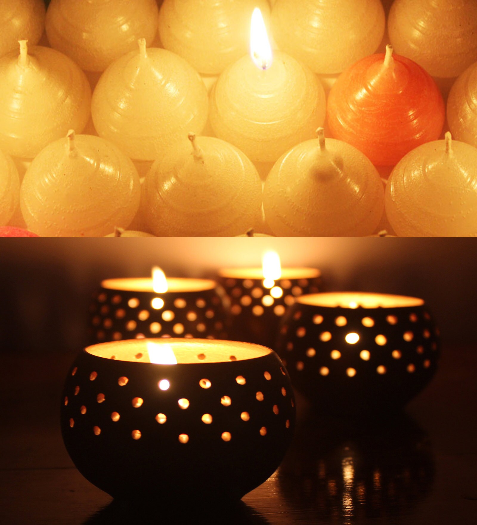 Buy Dome + Hd Candles Combo Brown Set of 16 Decorative Candles by ...