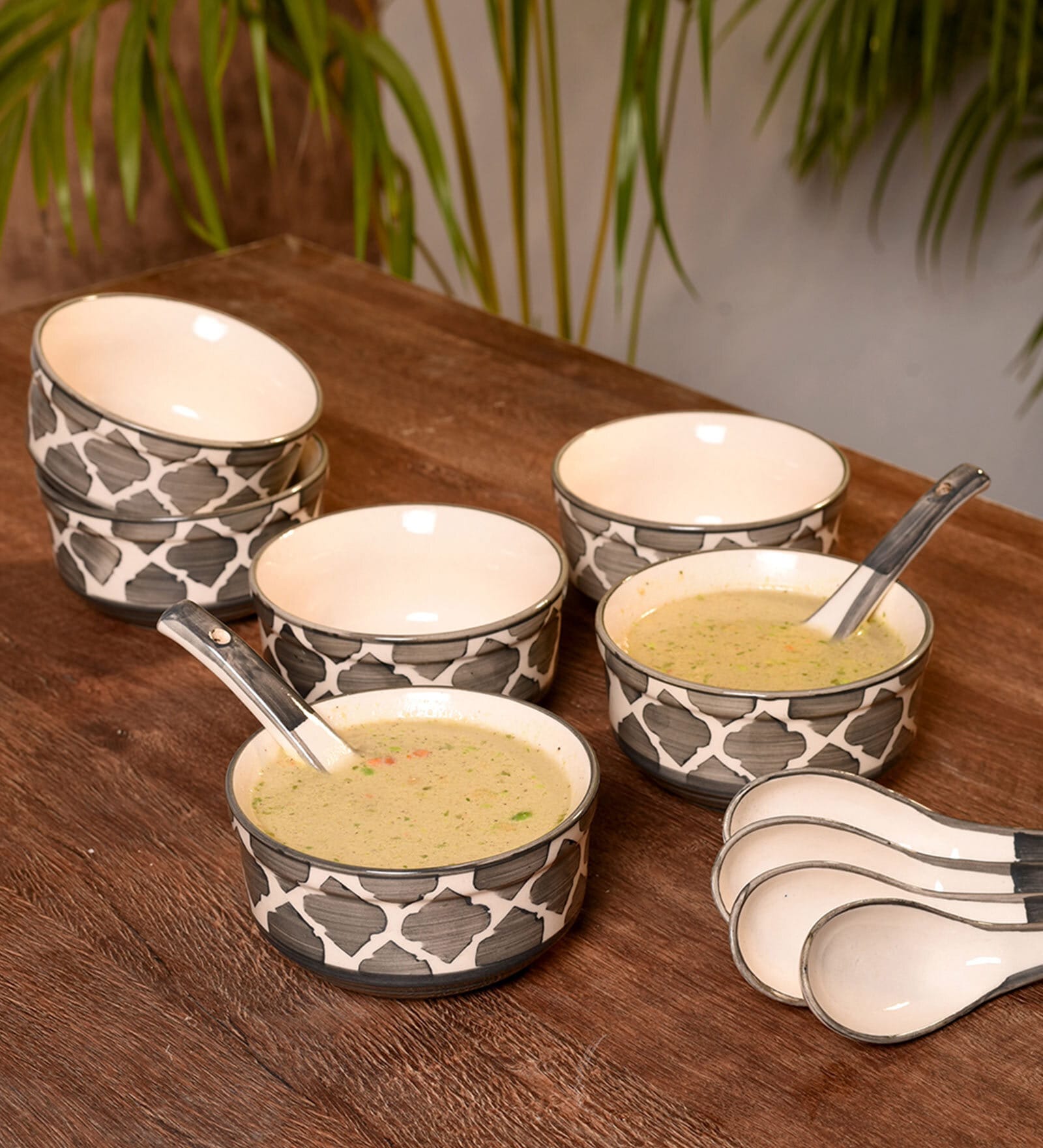 Buy Dori Ceramic Serving Bowls with Spoons Combo -Set of 12 by Unravel ...