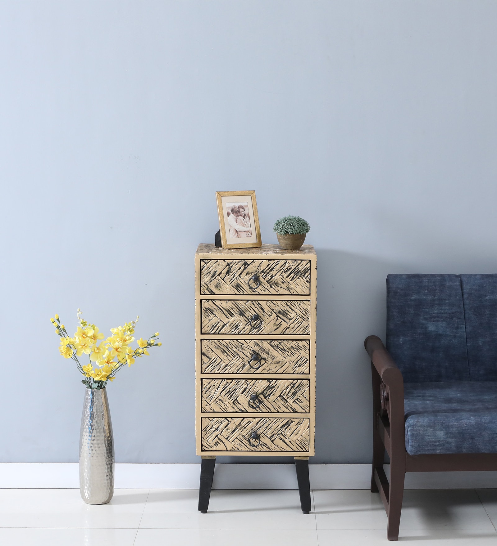 Buy Dornel Chest of Drawers In Scratch Resistant Antique Golden color at 2% OFF by Bohemiana ...