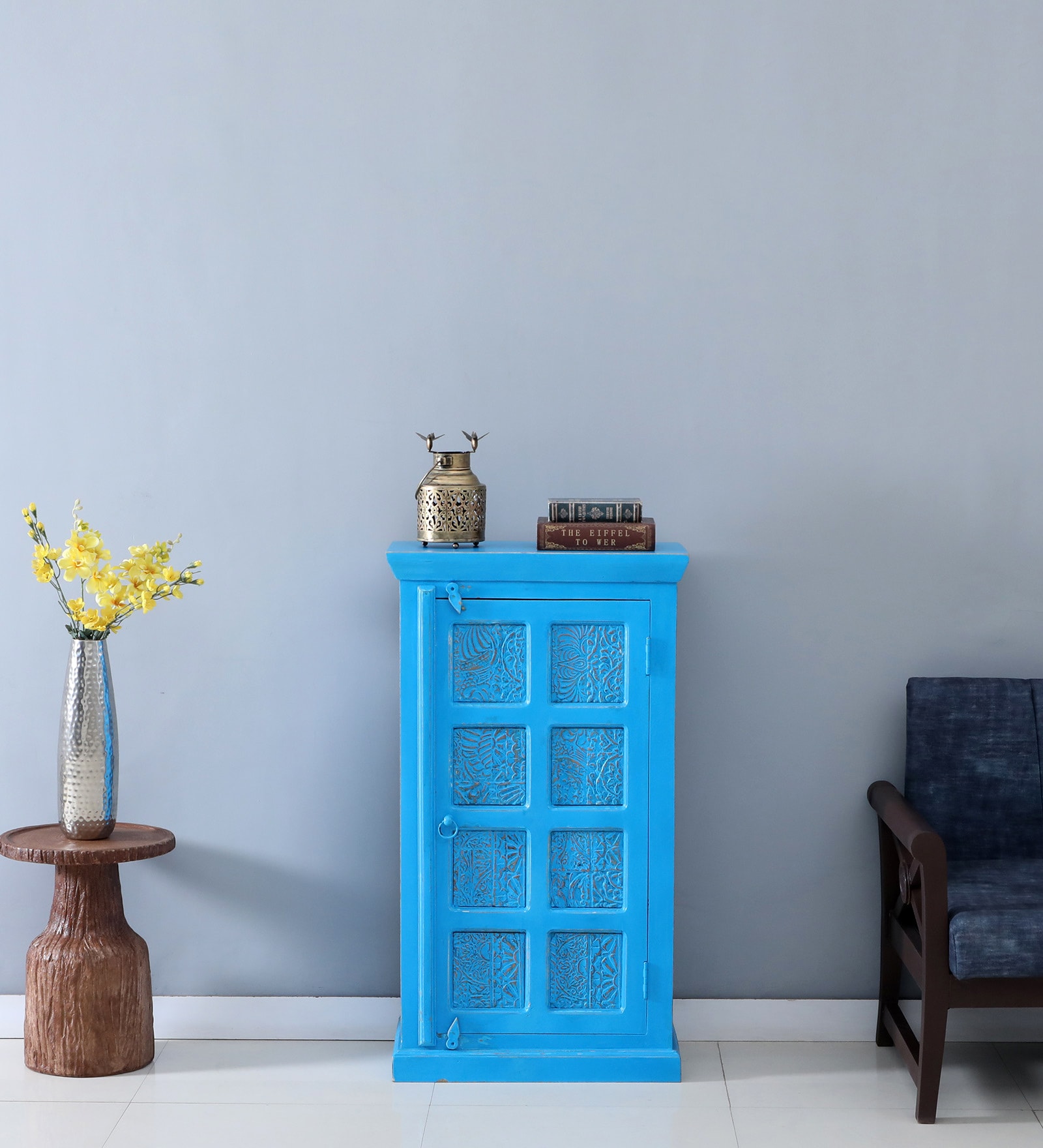Buy Dornel Solid Wood Cabinet In Scratch Resistant Blue Distress Finish at 6% OFF by Bohemiana ...