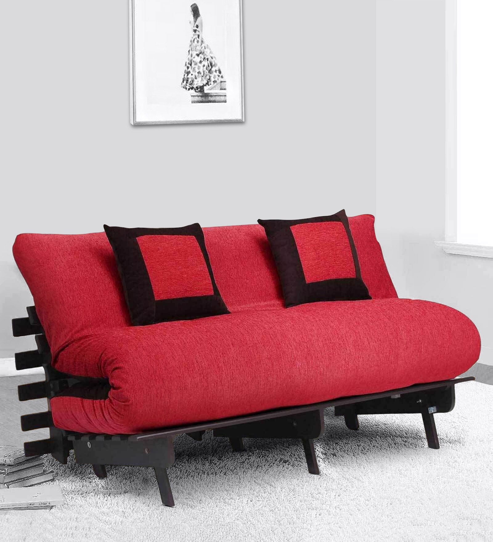 Buy Double Fabric Futon in Red & Brown Colour at 33% OFF by Auspicious ...