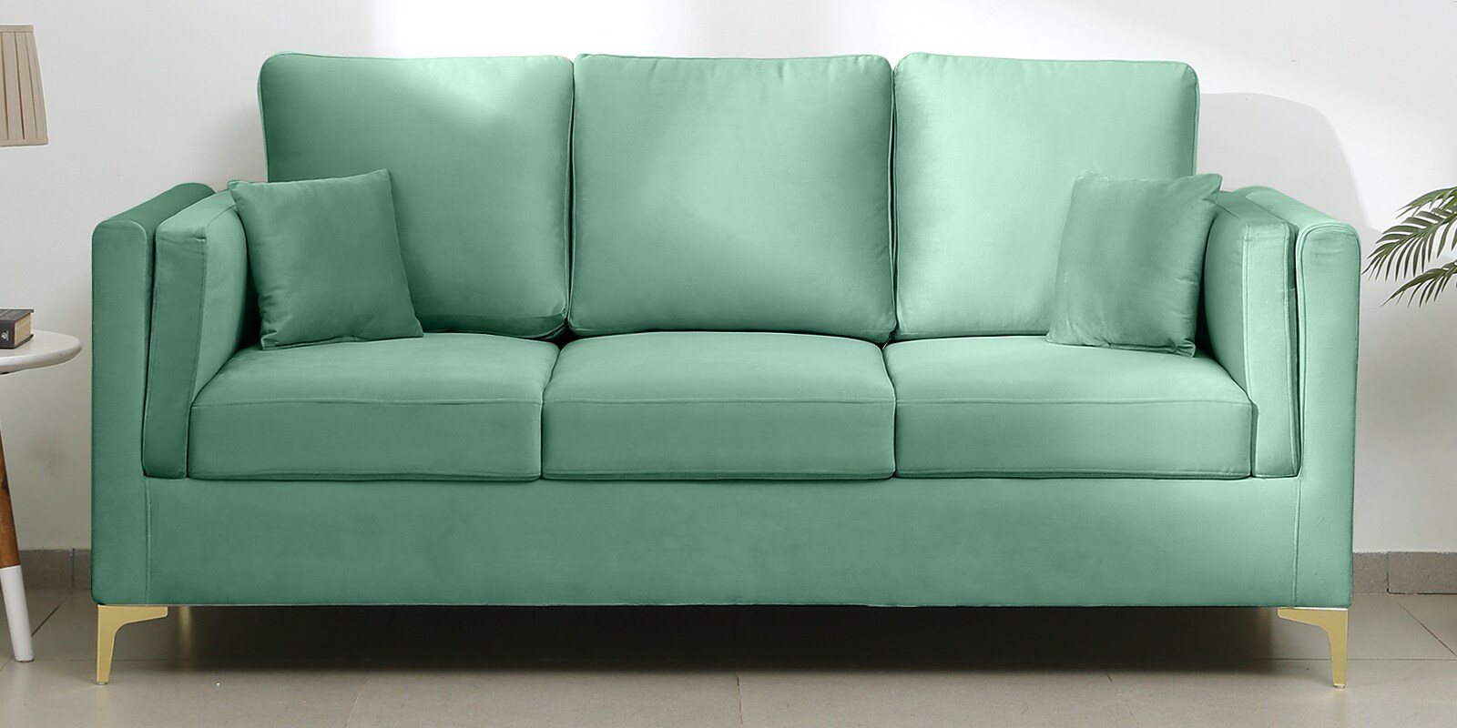 Buy Dona Velvet 3 Seater Sofa in Aqua Colour at 13% OFF by Casacraft ...