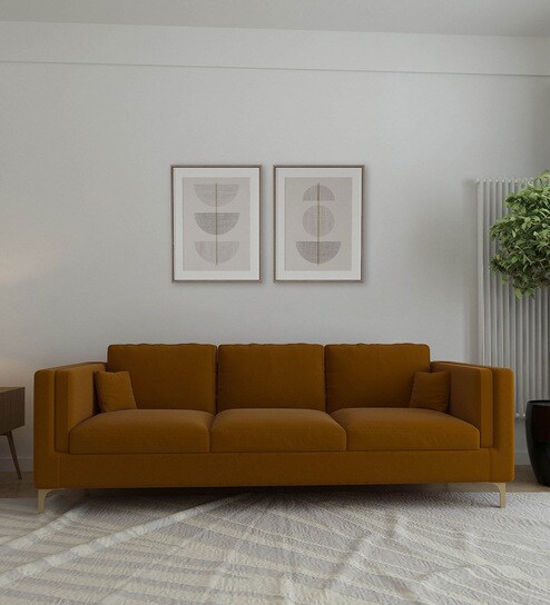 Buy Dona Velvet 3 Seater Sofa in Rust Colour at 34% OFF by Casacraft ...