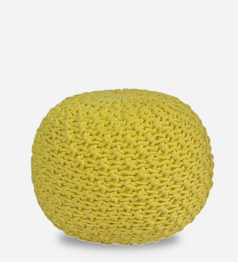 Buy Doori Pouffe In Yellow Colour By Comfidelitas Online - Solid Color ...