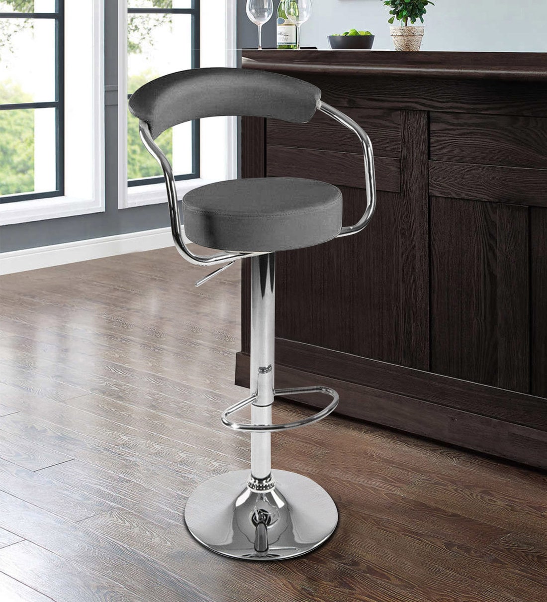 Buy Drake Metal Swivel Bar Stool in Dark Grey Colour at 7% OFF by ...