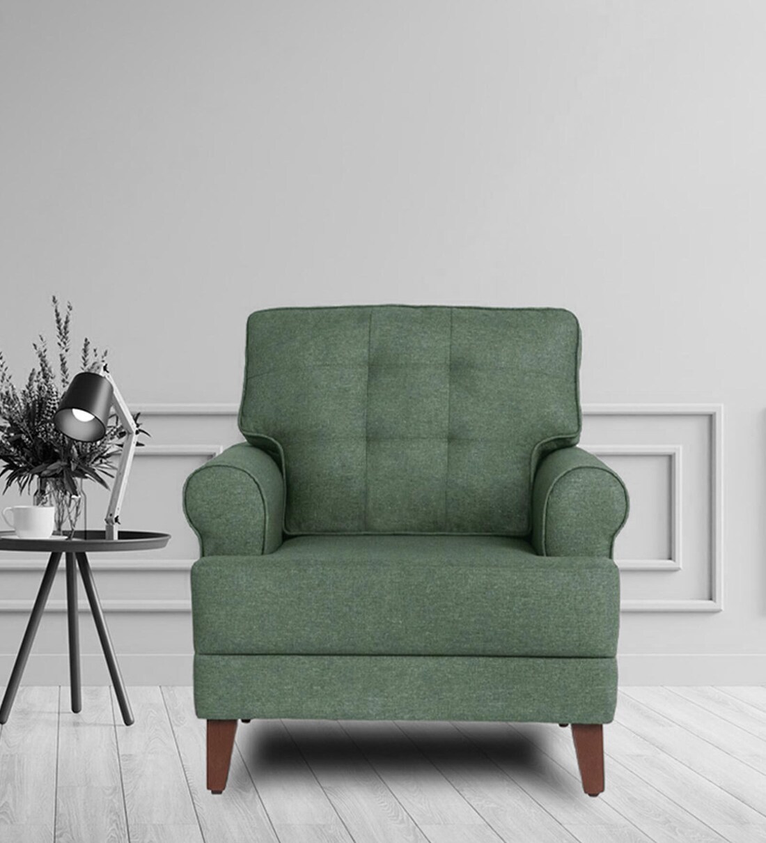 Buy Dreamer Fabric 1 Seater Sofa in Omega Green Colour by Wakefit ...