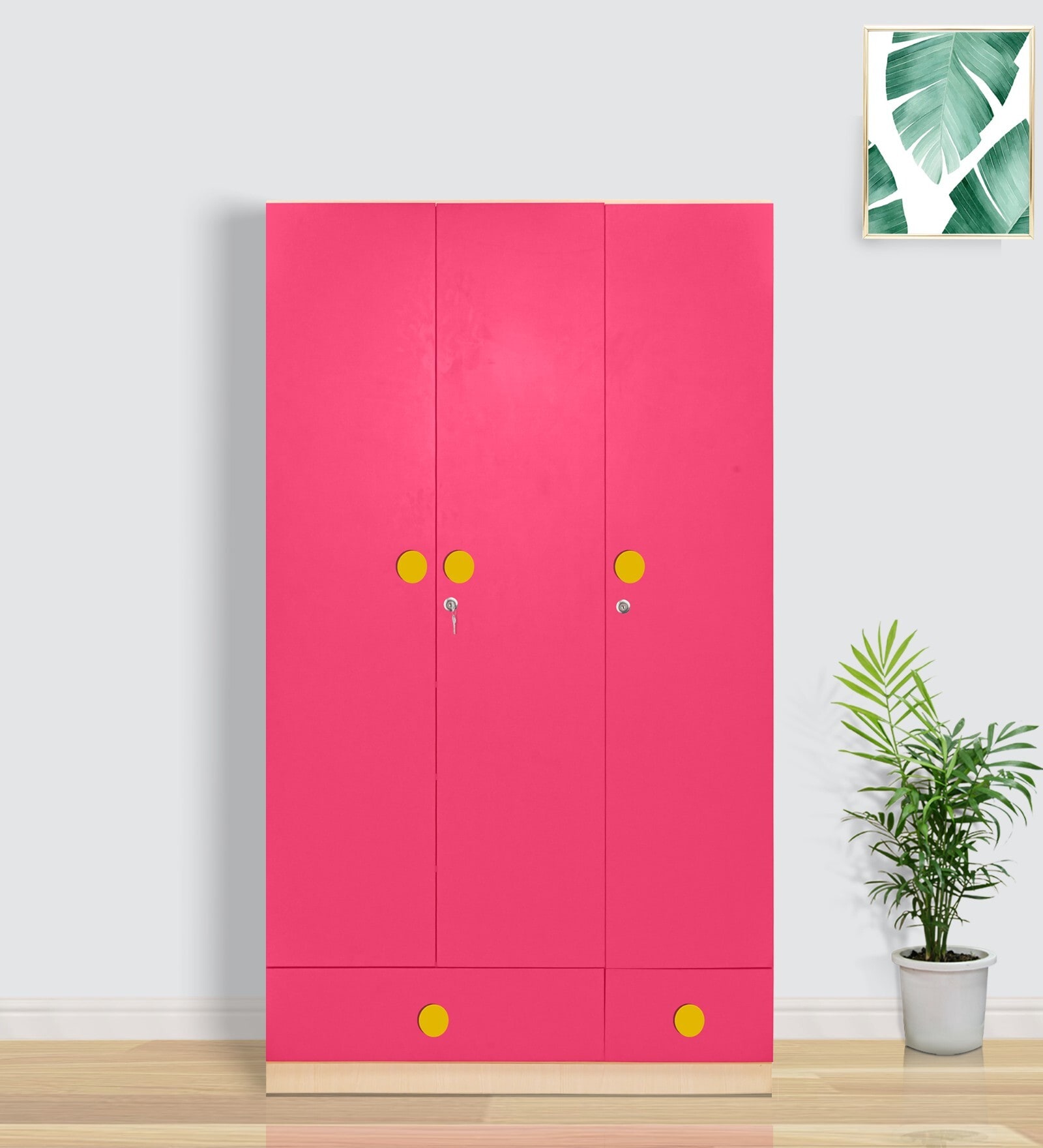 Buy Draco Kids 3 Door Wardrobe In Pink Colour at 20% OFF by YiPi Online ...