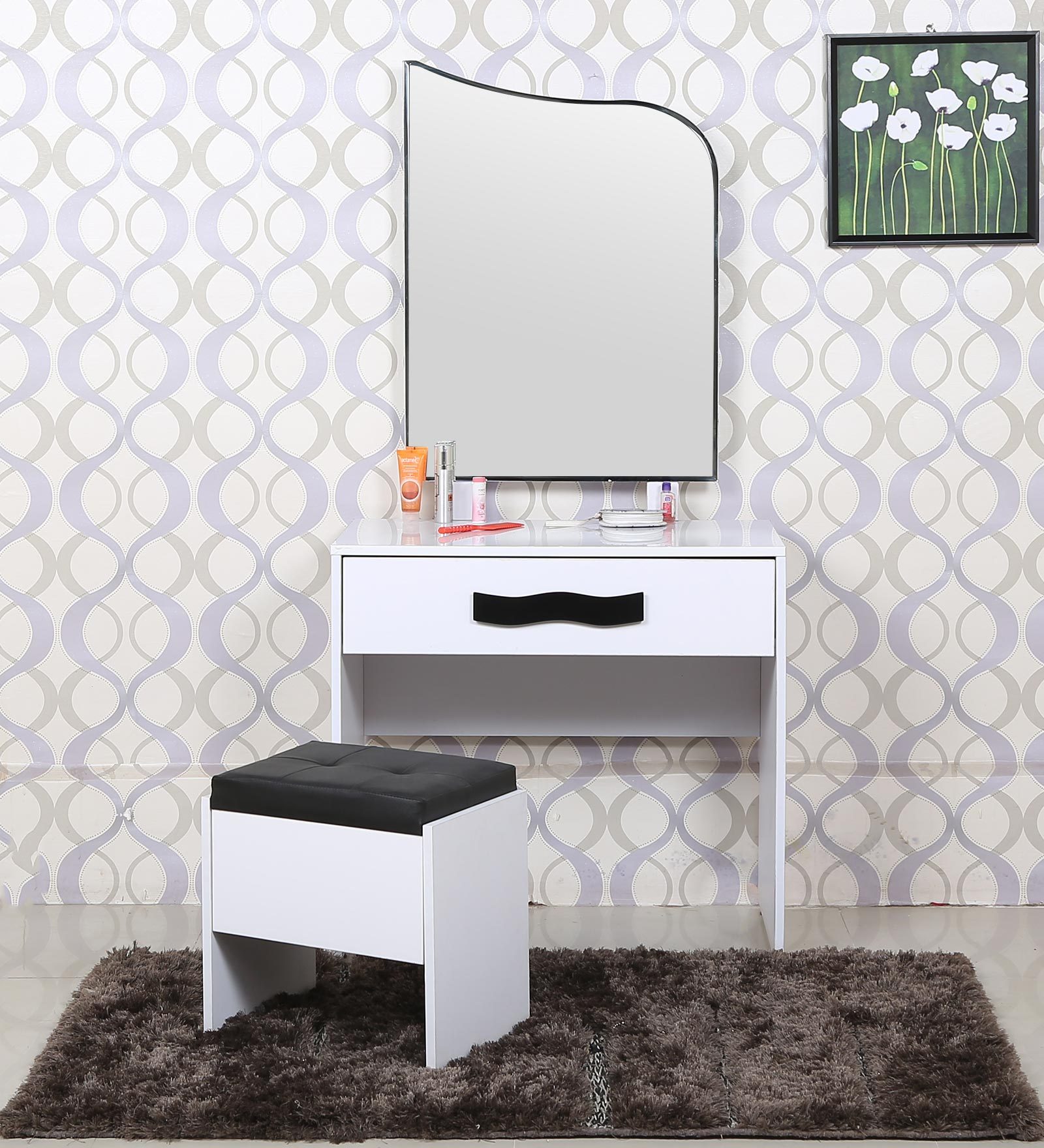 Buy Houston Dressing Table with Stool in White Colour by Parin Online ...