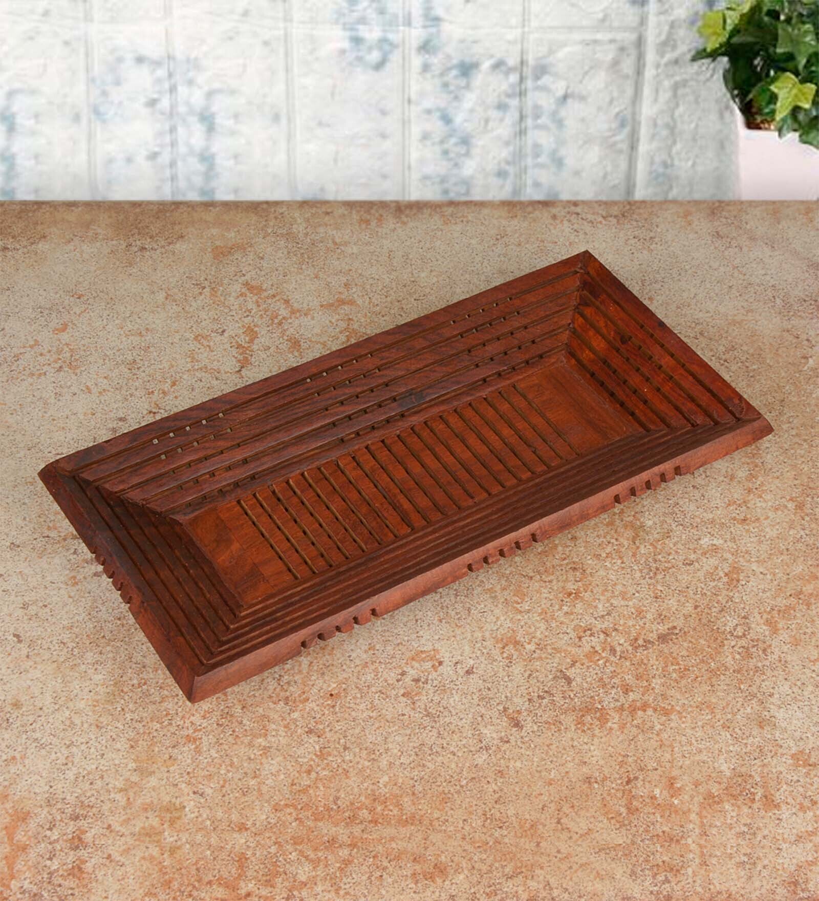Buy Dripple Sheesham Wood Serving Tray at 38% OFF by StyleMyWay | Pepperfry
