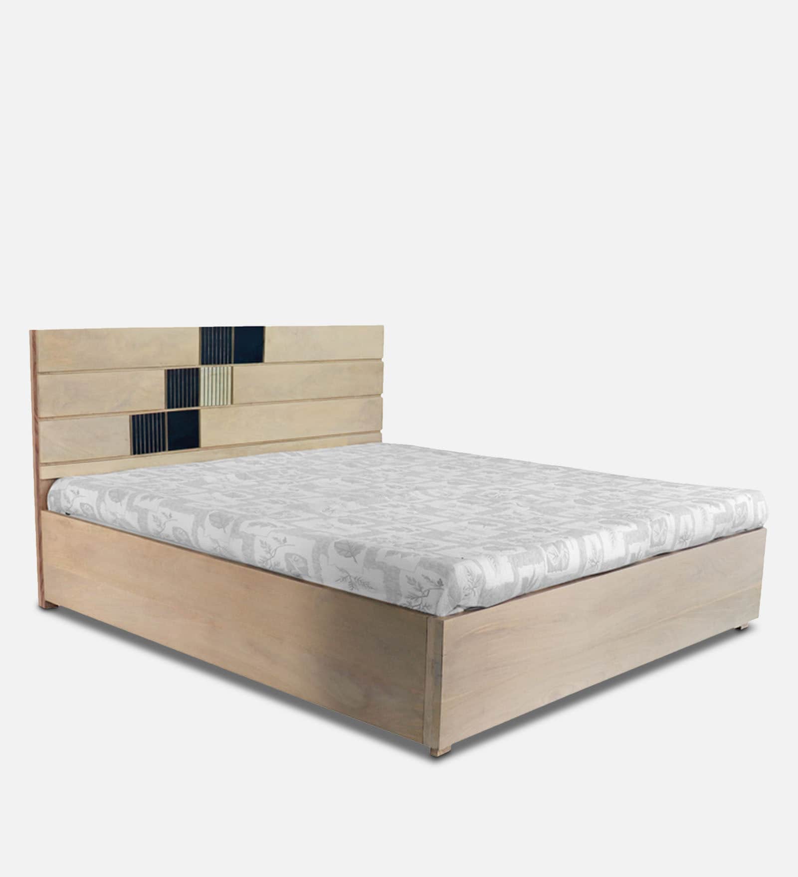 Buy Drippy Queen Size Bed With Box Storage In Distressed White Finish ...