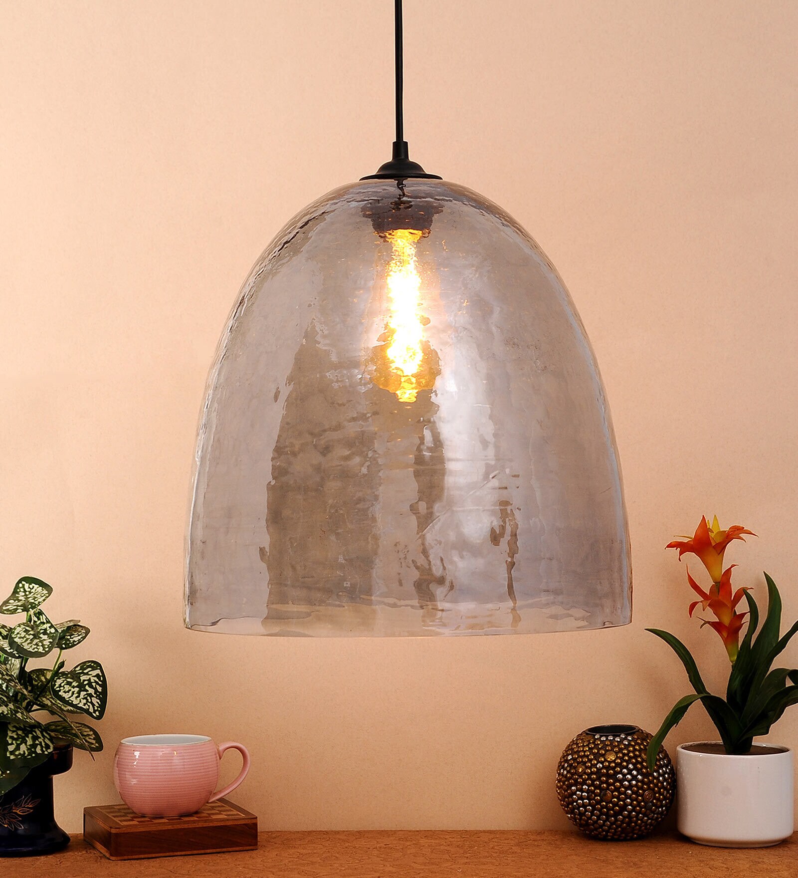 Buy Drusilla Hammered Look Grey Luster Hanging Light By Kapoor ...