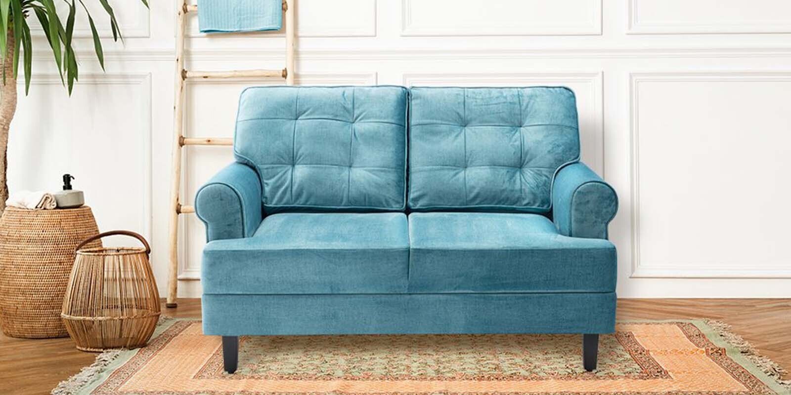 Buy Dreamer Fabric 2 Seater Sofa In Aqua Blue Colour at 26% OFF by ...