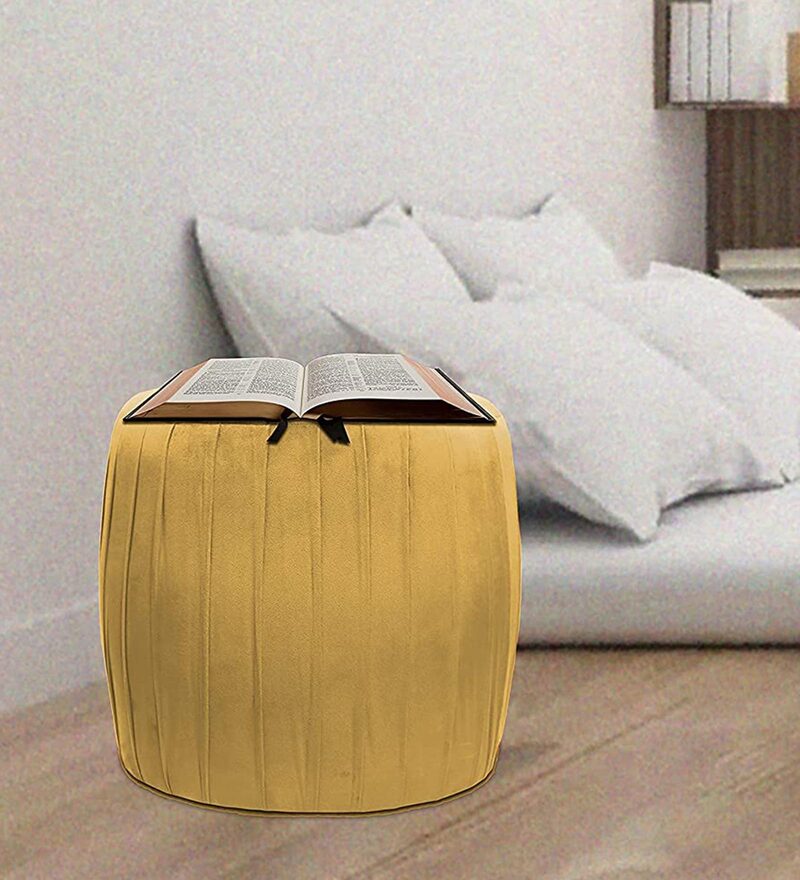 Buy Drum Pouffe In Golden Yellow Colour By The Good Things Inc Online ...