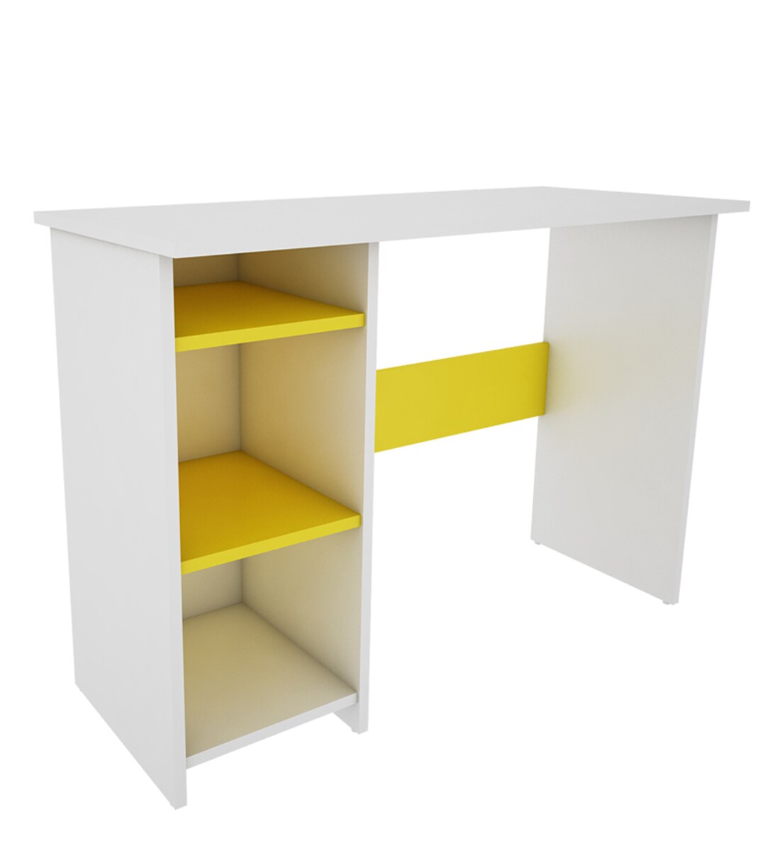 Buy Duke Writing Table in Frosty White And Yellow Finish by Woodbuzz ...